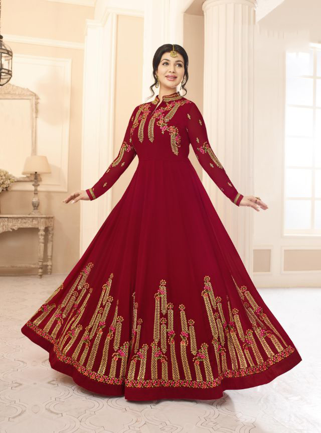 Buy Maroon Anarkali with Heavy Embroidery – Elegant Style