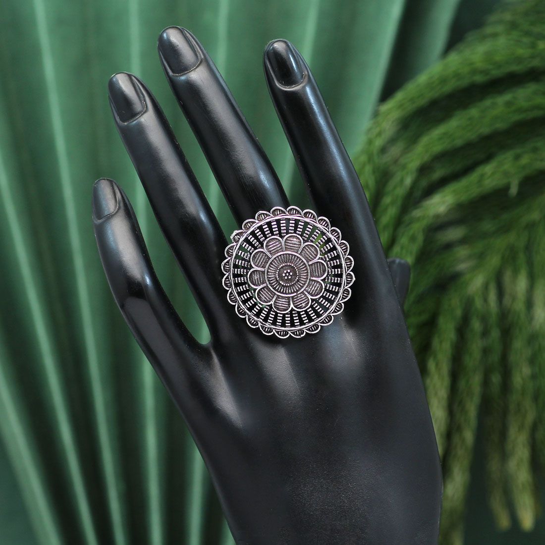 Silver Color Oxidised Adjustable Ring | IndiFeels Australia